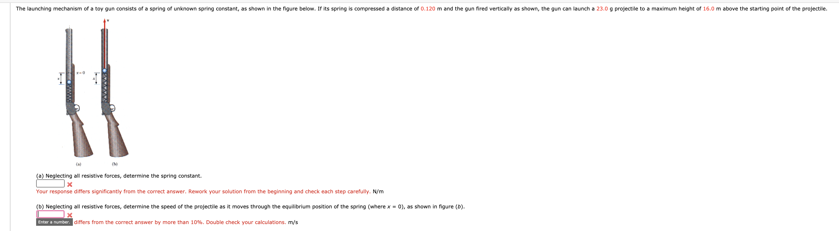 Solved The launching mechanism of a toy gun consists of a | Chegg.com