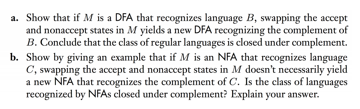 Solved a. ﻿Show that if M ﻿is a DFA that recognizes language | Chegg.com