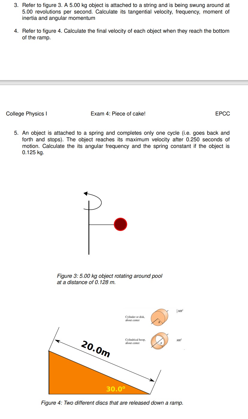 Solved Refer to figure 3 . ﻿A 5.00kg ﻿object is attached to | Chegg.com