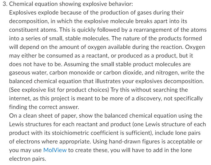 Solved 3. Chemical equation showing explosive behavior: | Chegg.com