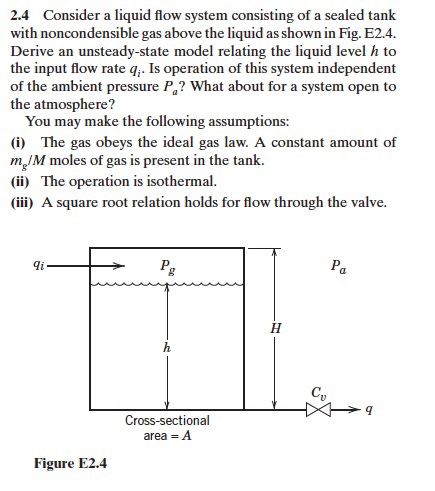 Solved 2.4 Consider a liquid flow system consisting of a | Chegg.com
