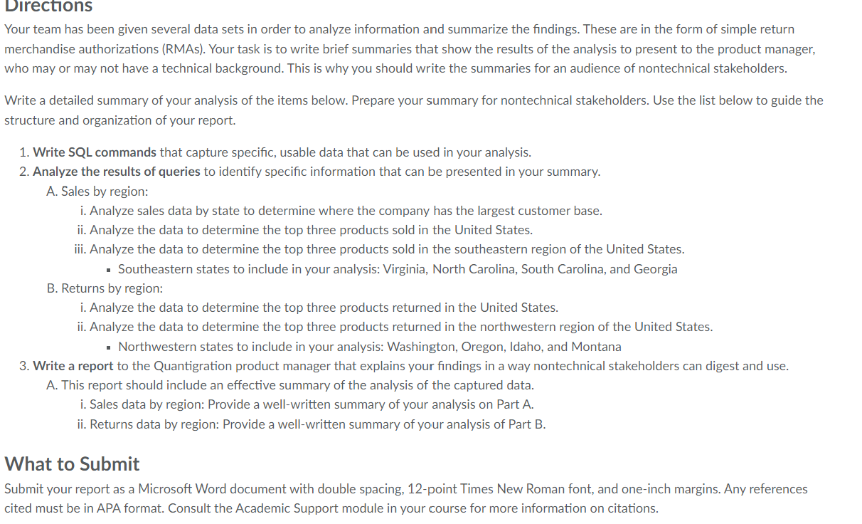 Solved Your Team Has Been Given Several Data Sets In Order Chegg