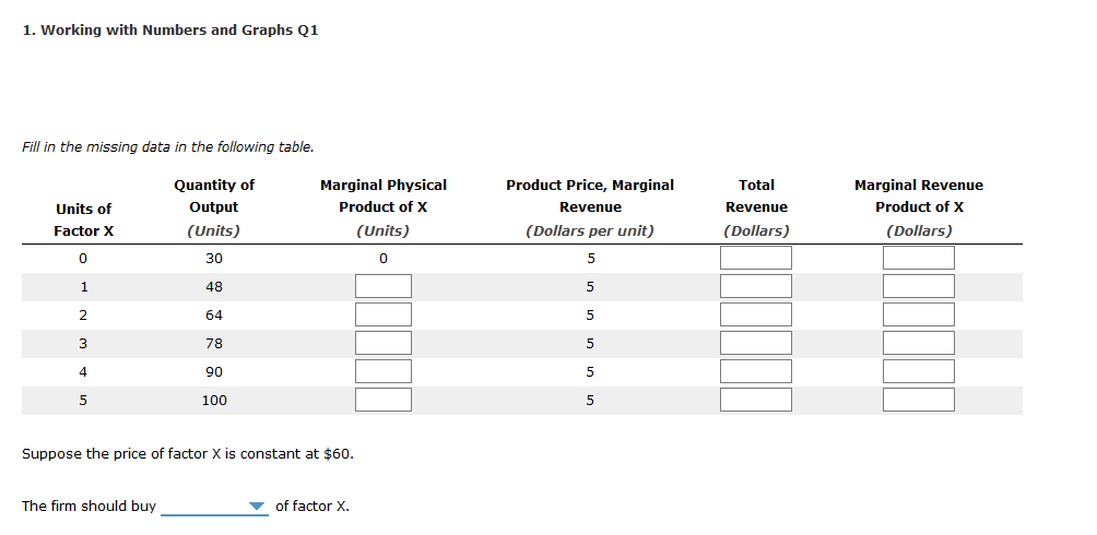 Solved 1. Working with Numbers and Graphs Q1 Fill in the | Chegg.com Solved 1. Working with Numbers and Graphs Q1 Fill in the | Chegg.com
