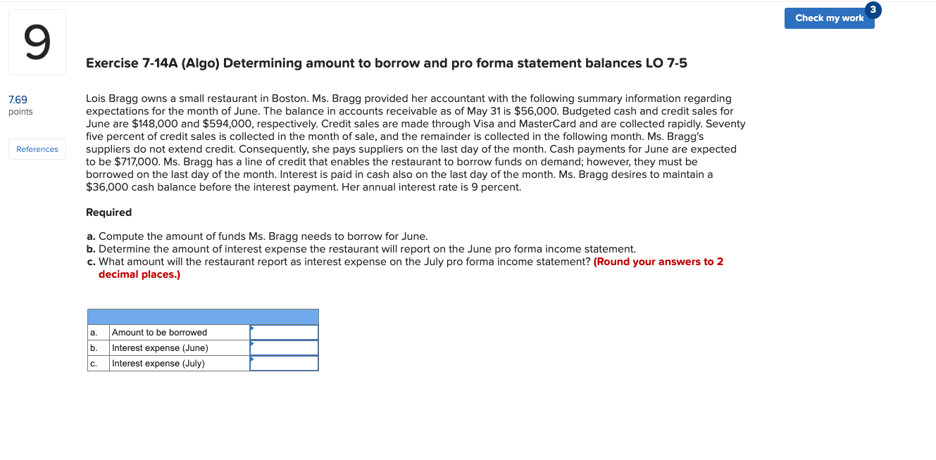 Solved Exercise 7-14A (Algo) Determining amount to borrow | Chegg.com