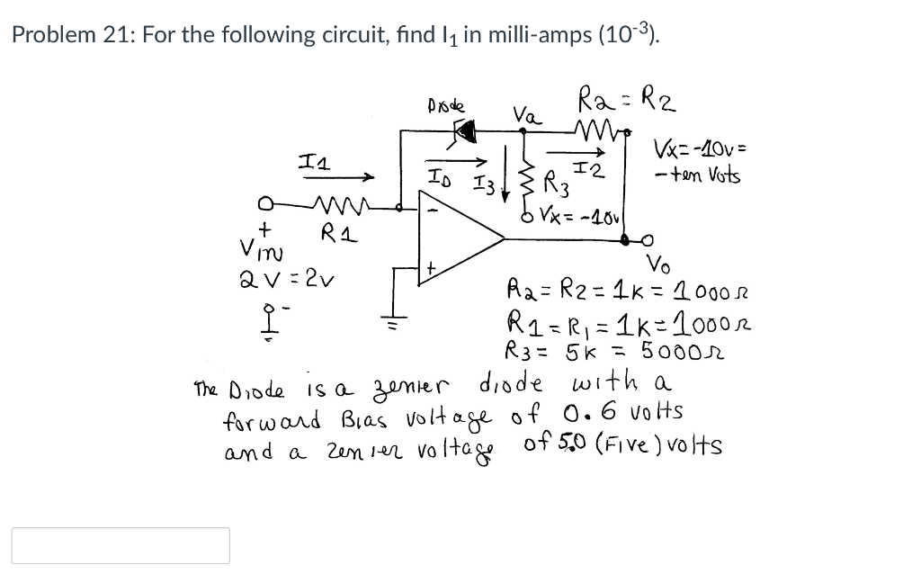 Solved Problem 21: For the following circuit, find I1 in | Chegg.com