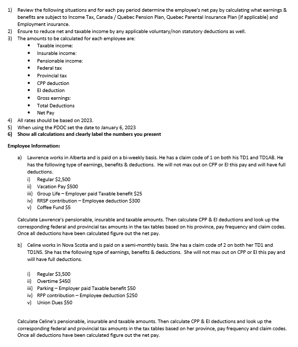 Solved Review the following situations and for each pay | Chegg.com