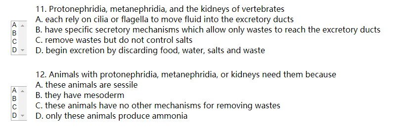 Solved 11. Protonephridia, metanephridia, and the kidneys of | Chegg.com