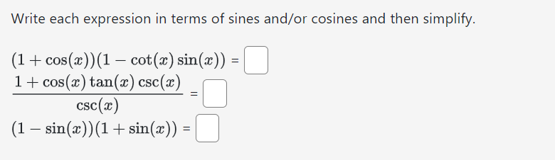 Solved Write each expression in terms of sines and/or | Chegg.com