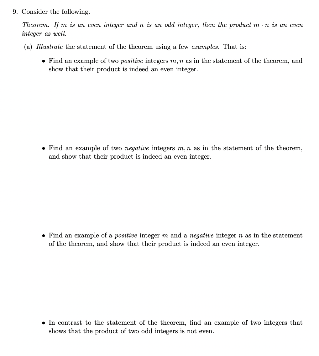 Solved 9. Consider the following. Theorem. If m is an even | Chegg.com