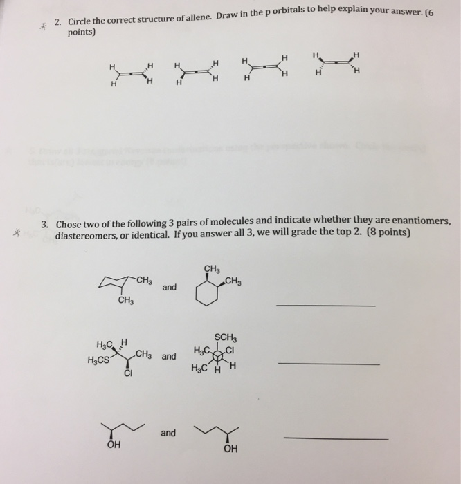 Solved . (6 2. Circle the correct structure of allene. Draw | Chegg.com