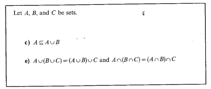 Solved Let A,B, and C be sets. \& c) A⊆A∪B e) | Chegg.com