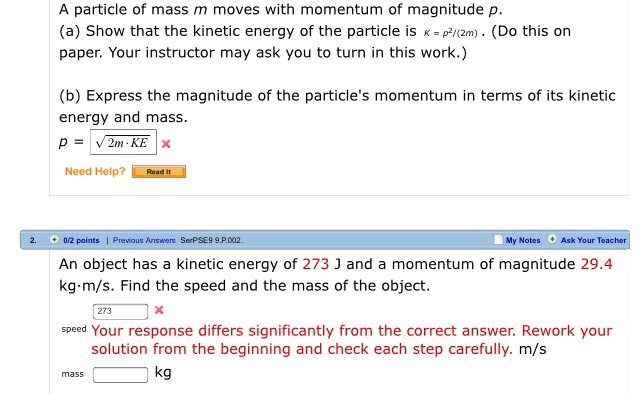 Solved A particle of mass m moves with momentum of magnitude | Chegg.com
