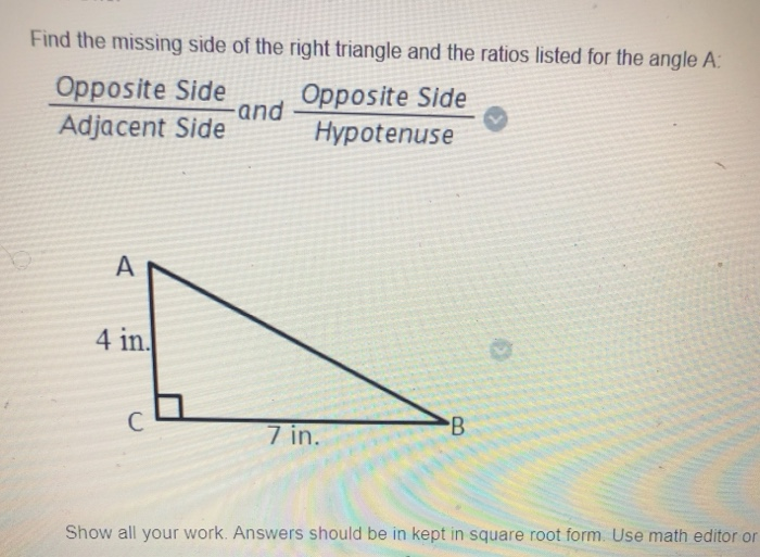 Solved Find the missing side of the right triangle and the | Chegg.com