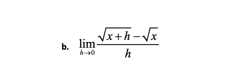 Solved limh→0hx+h−x | Chegg.com