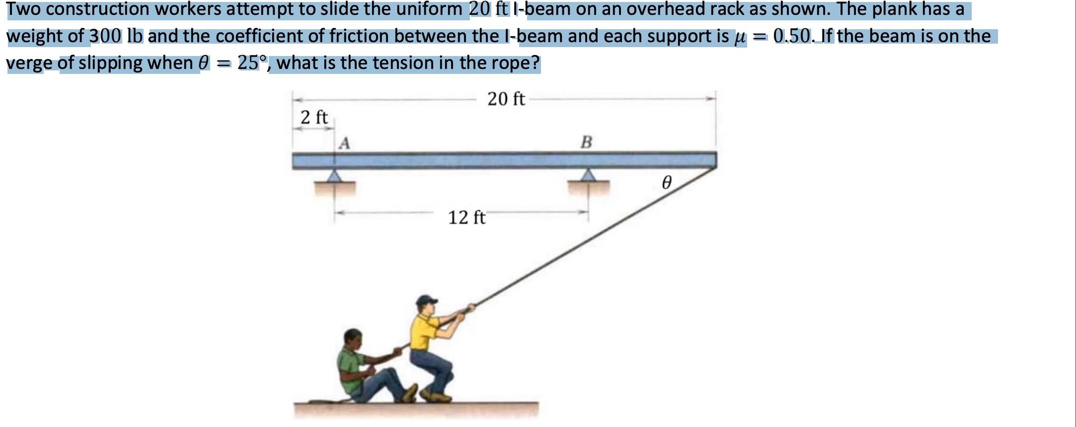 Solved Two construction workers attempt to slide the uniform | Chegg.com
