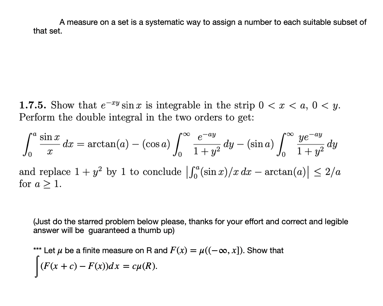 A measure on a set is a systematic way to assign a | Chegg.com