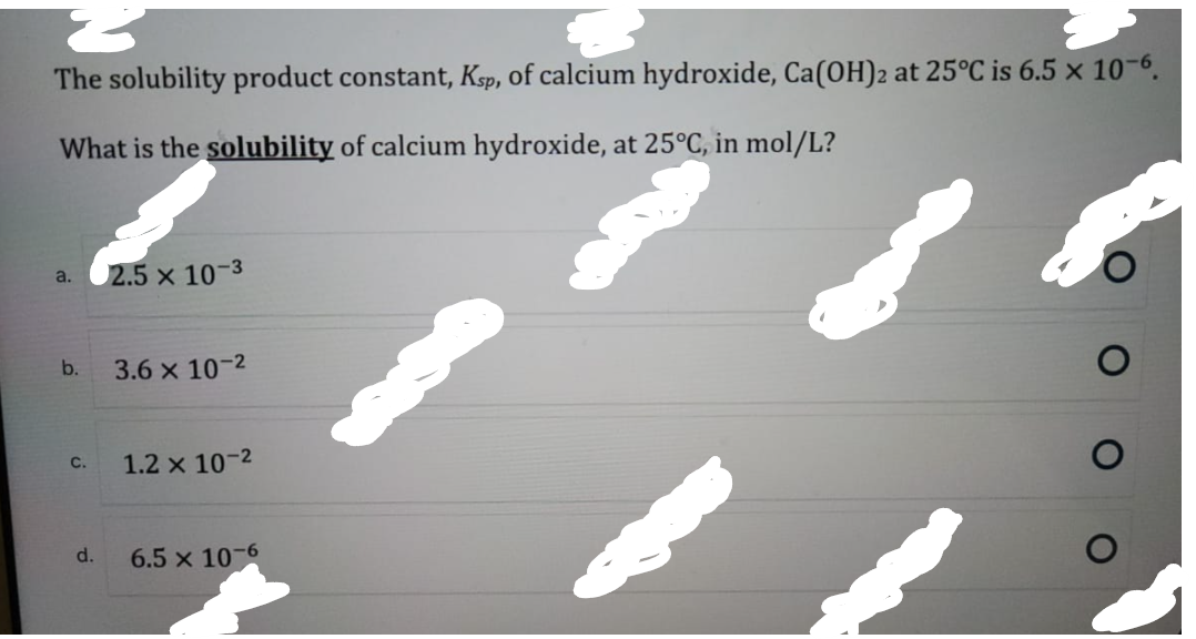 Solved What is the solubility of calcium of hydroxide, at 25 | Chegg.com
