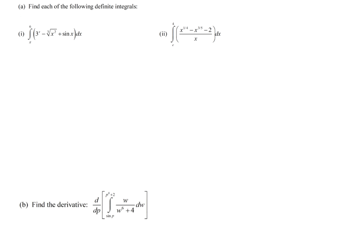 Solved (a) Find each of the following definite integrals: | Chegg.com
