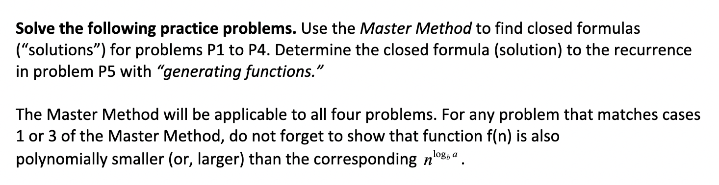 Solved Solve the following practice problems. Use the Master | Chegg.com