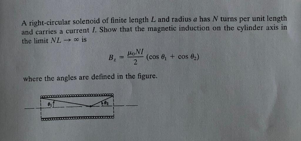 Solved A right-circular solenoid of finite length L and | Chegg.com