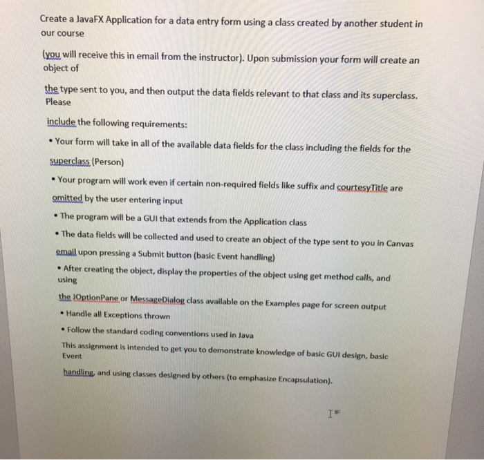Create a JavaFX Application for a data entry form | Chegg.com