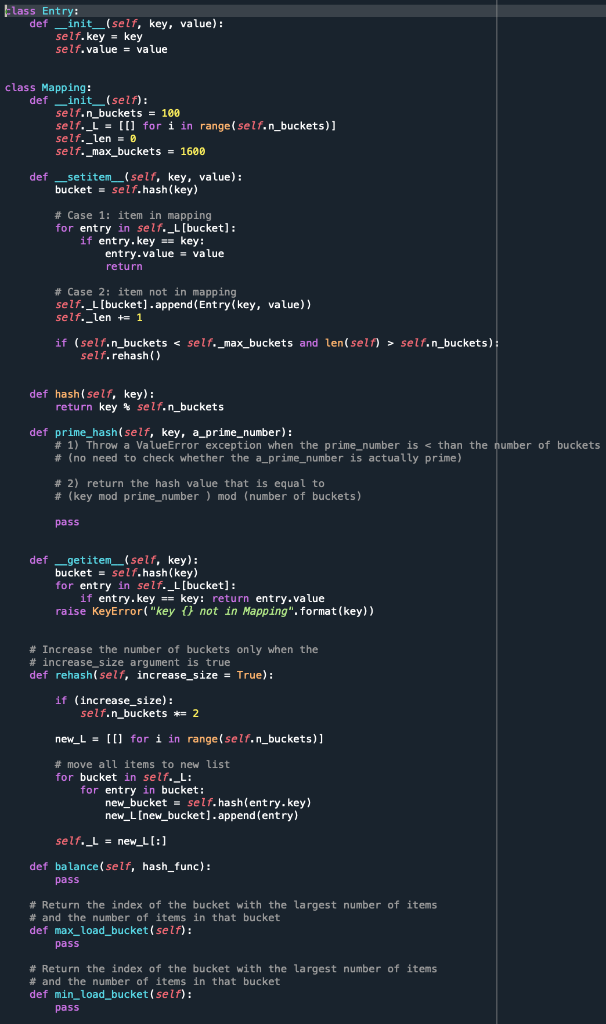 Solved Elass Entry: def __init__(self, key, value): self.key | Chegg.com