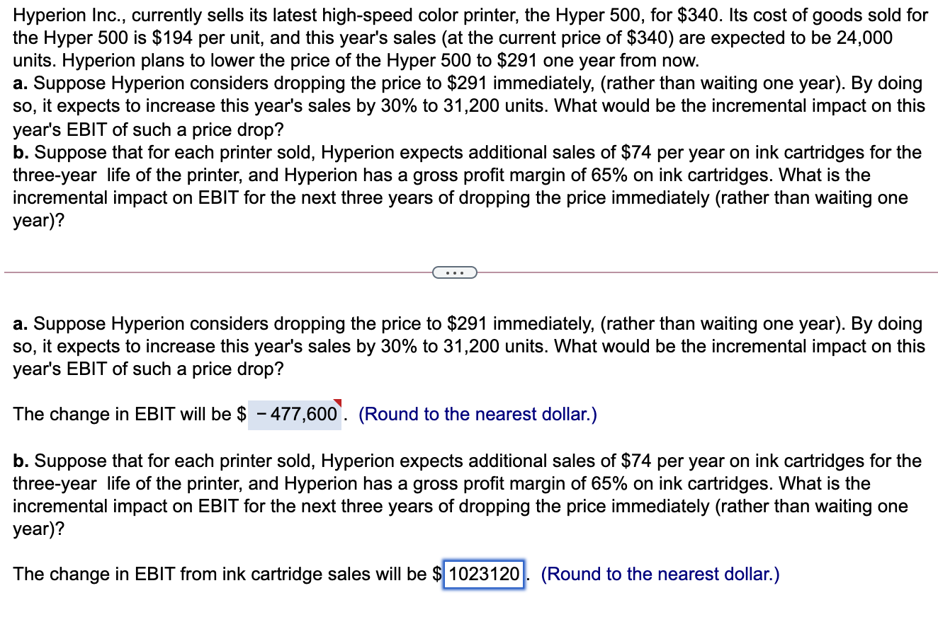 Solved Hyperion Inc., currently sells its latest high-speed | Chegg.com