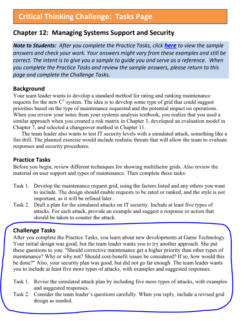 Be sure to answer the Challenge Tasks not the | Chegg.com