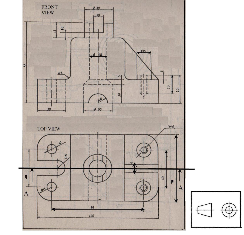 Solved a) Draw Left View (45P.) b) Draw Section View From | Chegg.com