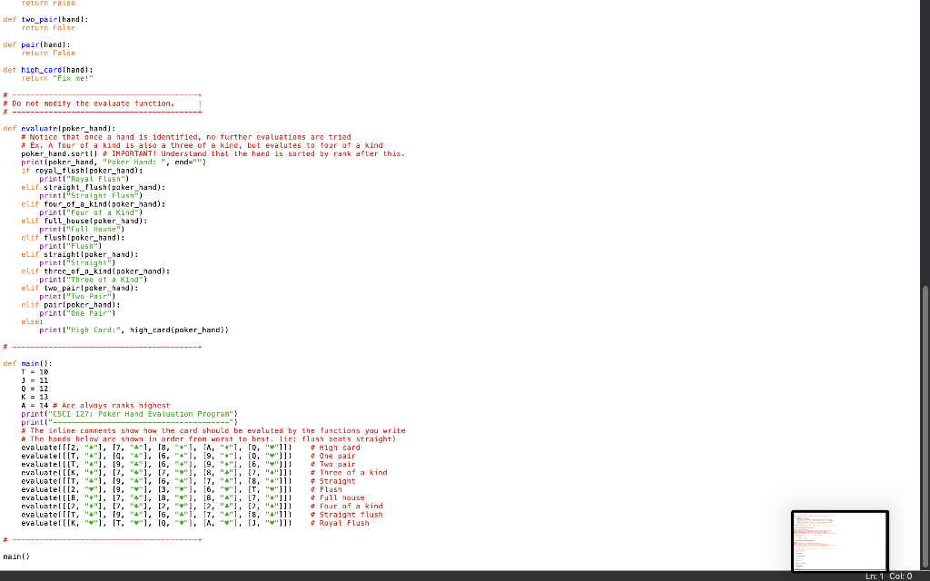 Solved Poker Hand Evaluation Note: Cards can appear in any | Chegg.com