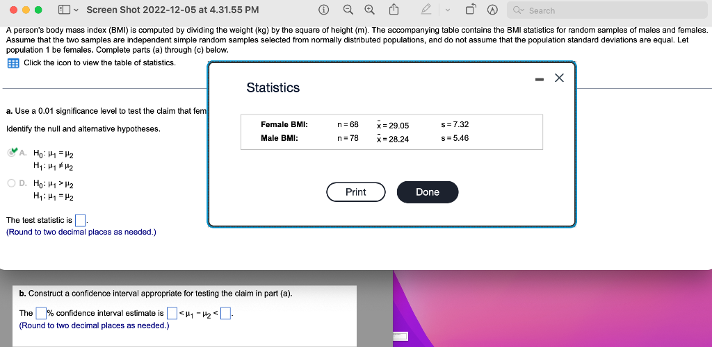 Solved A person's body mass index (BMI) is computed by | Chegg.com