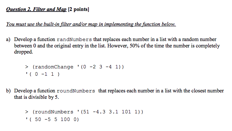 Question 2. Filter and Map (2 points] You must use | Chegg.com