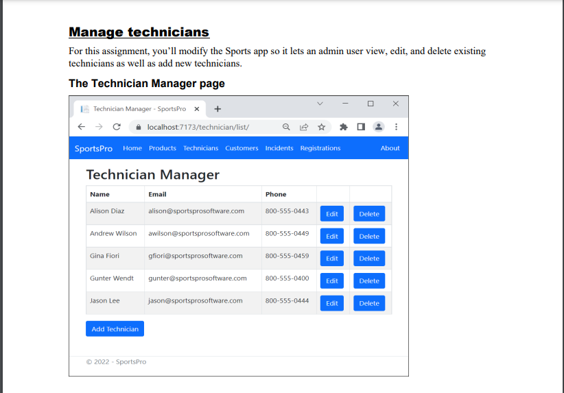 Solved Manage technicians For this assignment, you’ll modify | Chegg.com