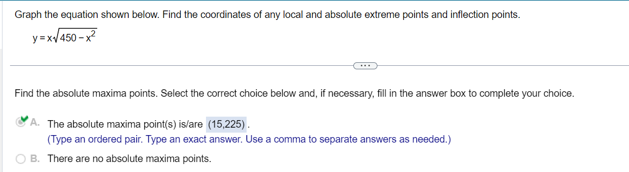 Solved Graph the equation shown below. Find the coordinates | Chegg.com