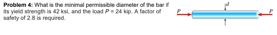 Solved Problem 4: What is the minimal permissible diameter | Chegg.com