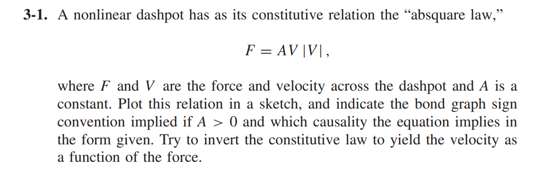 Solved 3-1. A nonlinear dashpot has as its constitutive | Chegg.com