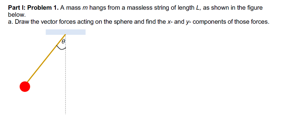 Solved Part I: Problem 1. A mass m hangs from a massless | Chegg.com
