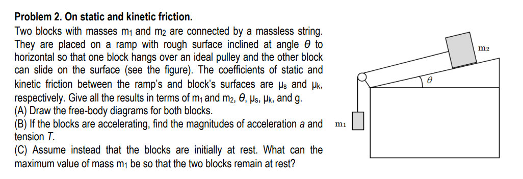 Solved Problem 2. On static and kinetic friction. Two blocks | Chegg.com