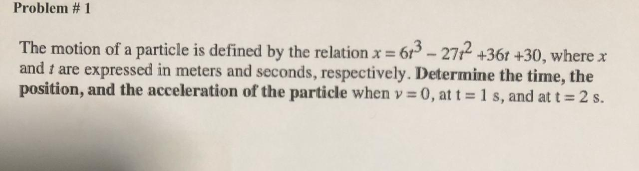 Solved Problem #1 The motion of a particle is defined by the | Chegg.com