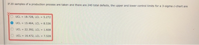 Solved If 20 samples of a production process are taken and | Chegg.com