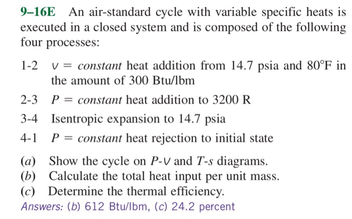 Solved An Air Standard Cycle With Variable Specific Heats Is 2747