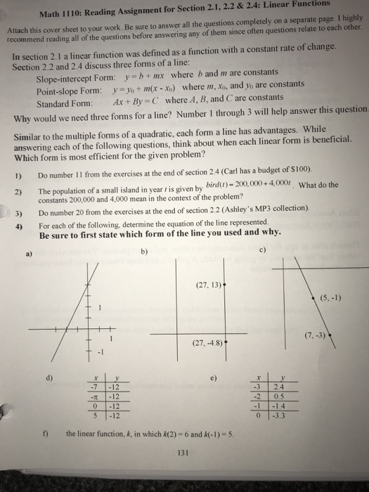 Solved Math 1110 Reading Assignment For Section 2 1