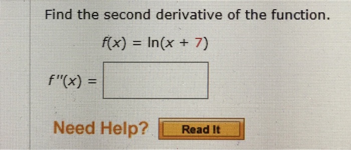 Solved Find the second derivative of the function. fx) = | Chegg.com