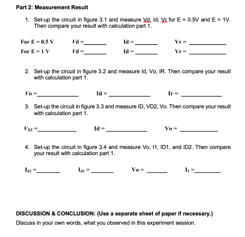 Solved Experiment Series And Parallel Diode Configuration 2
