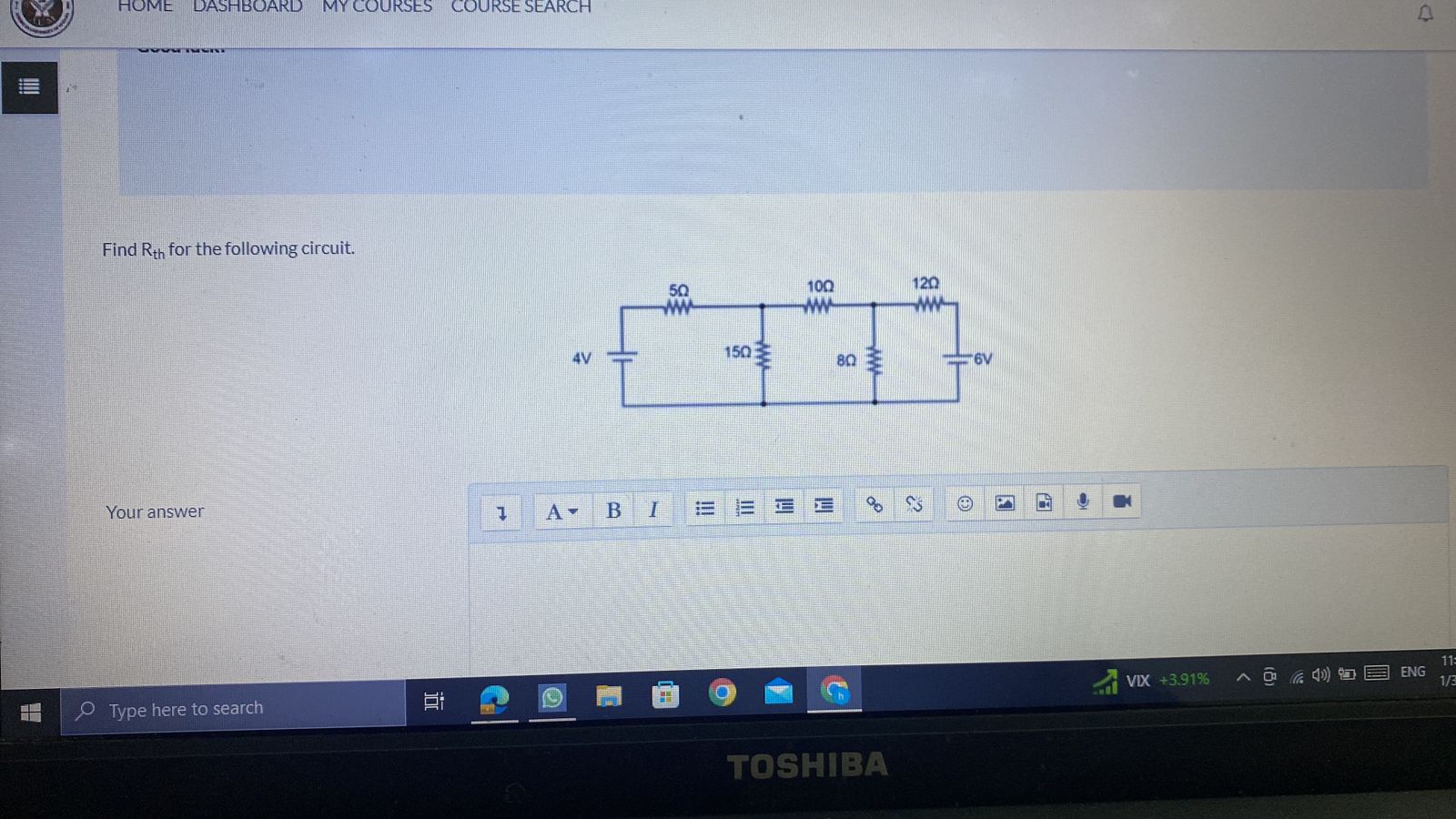 Solved Find Rth ﻿for the following circuit.Your answerA | Chegg.com