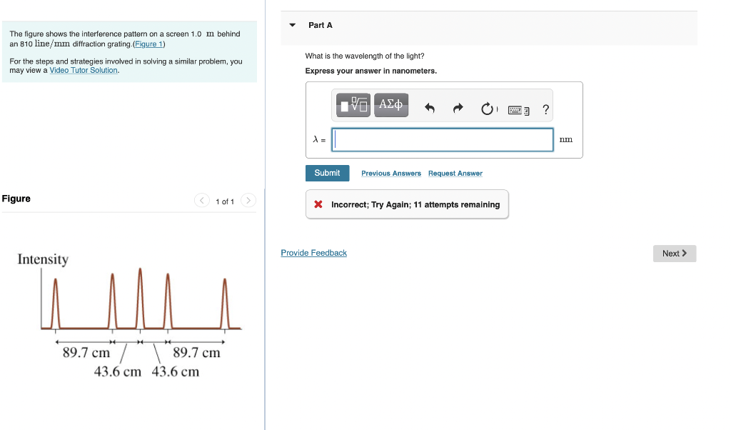Solved Part A The figure shows the interference pattern on a | Chegg.com
