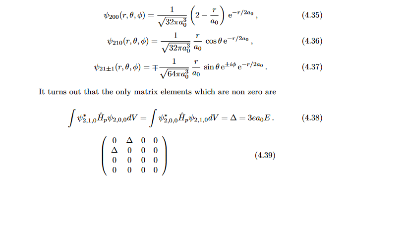 Solved (2) In the Stark effect on the n = 2 degenerate | Chegg.com