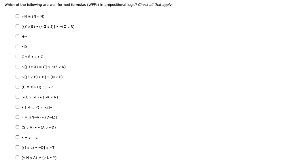 Solved Which of the following are well-formed formulas | Chegg.com