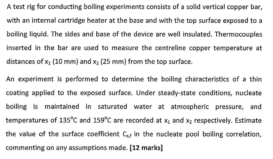 A test rig for conducting boiling experiments | Chegg.com