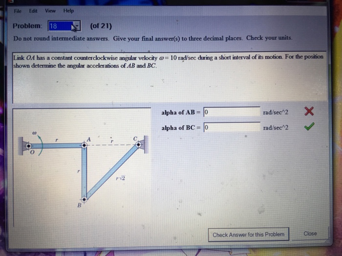 Solved Link OA has a constant counterclockwise angular | Chegg.com